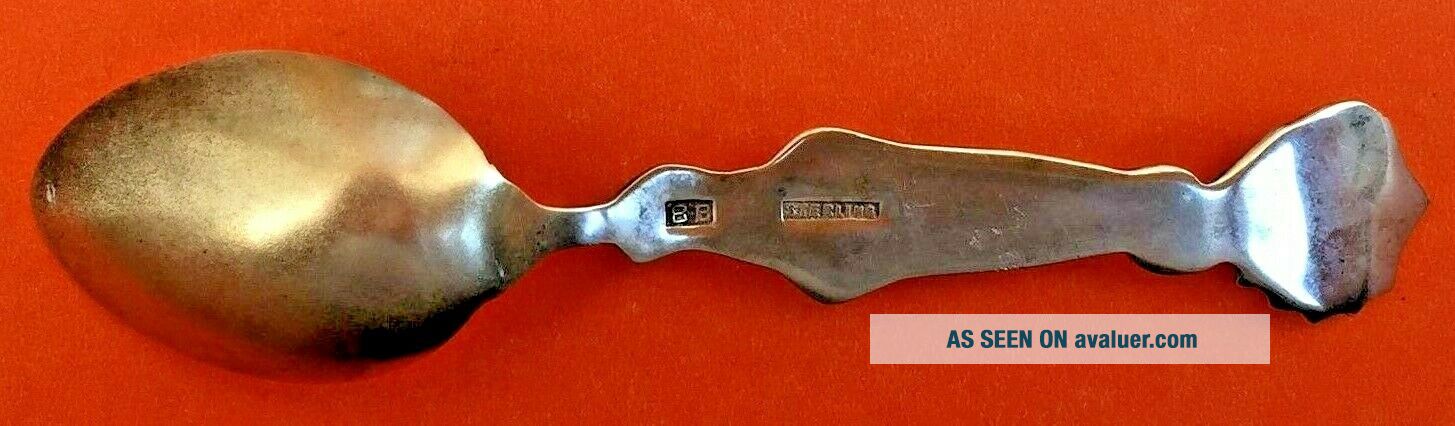 FIGURAL FISH SALMON & GOLD MINING ALASKA STERLING SILVER SOUVENIR SPOON ...