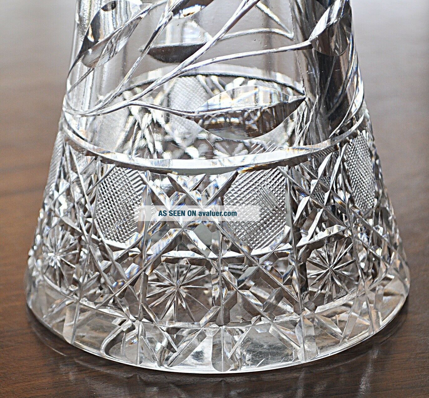 Antique American Brilliant Cut Glass Tall Heavy Corset Vase Daisy ...