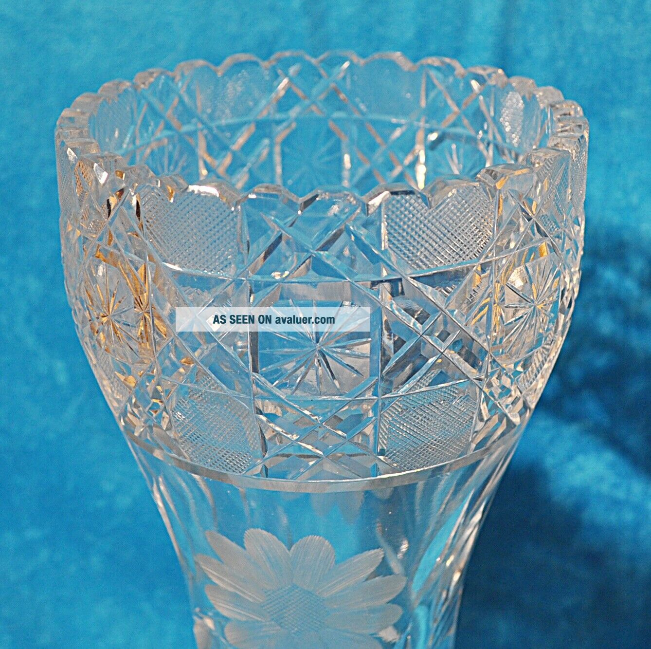 Antique American Brilliant Cut Glass Tall Heavy Corset Vase Daisy ...