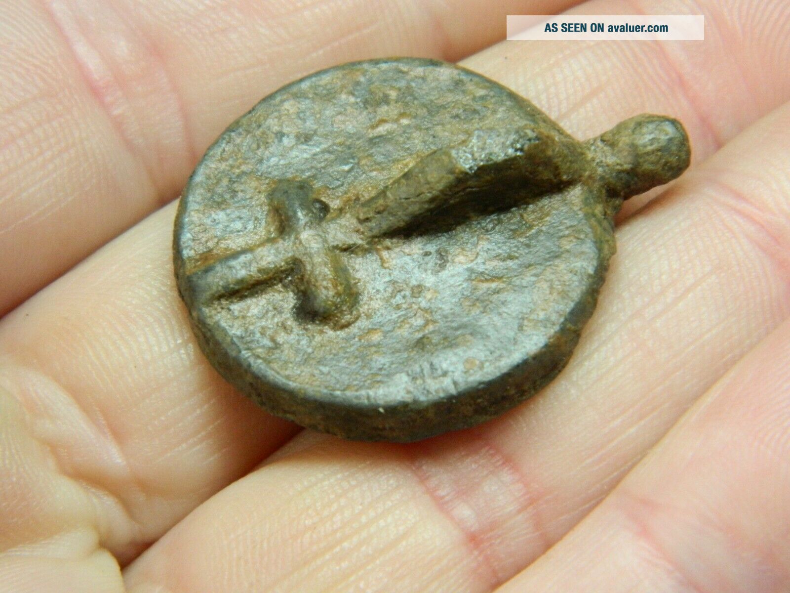 Un Researched Medieval Lead Blank Seal Matrix Cross Metal Detecting ...