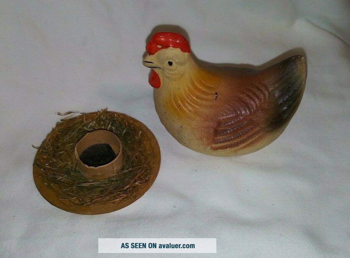 Vintage Antique Easter Paper Mache Candy Container Chicken Hen On Nest ...