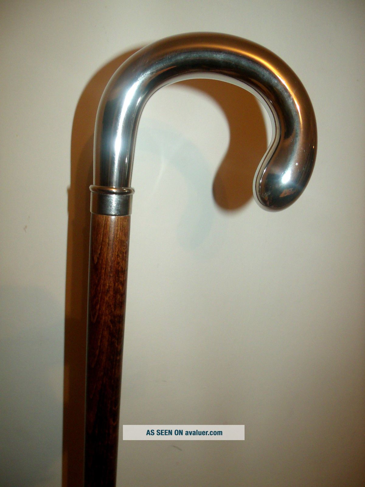 STUNNING SILVER CHROME CURVE MEN WALKING STICK CANE BROWN BEECH WOOD ...