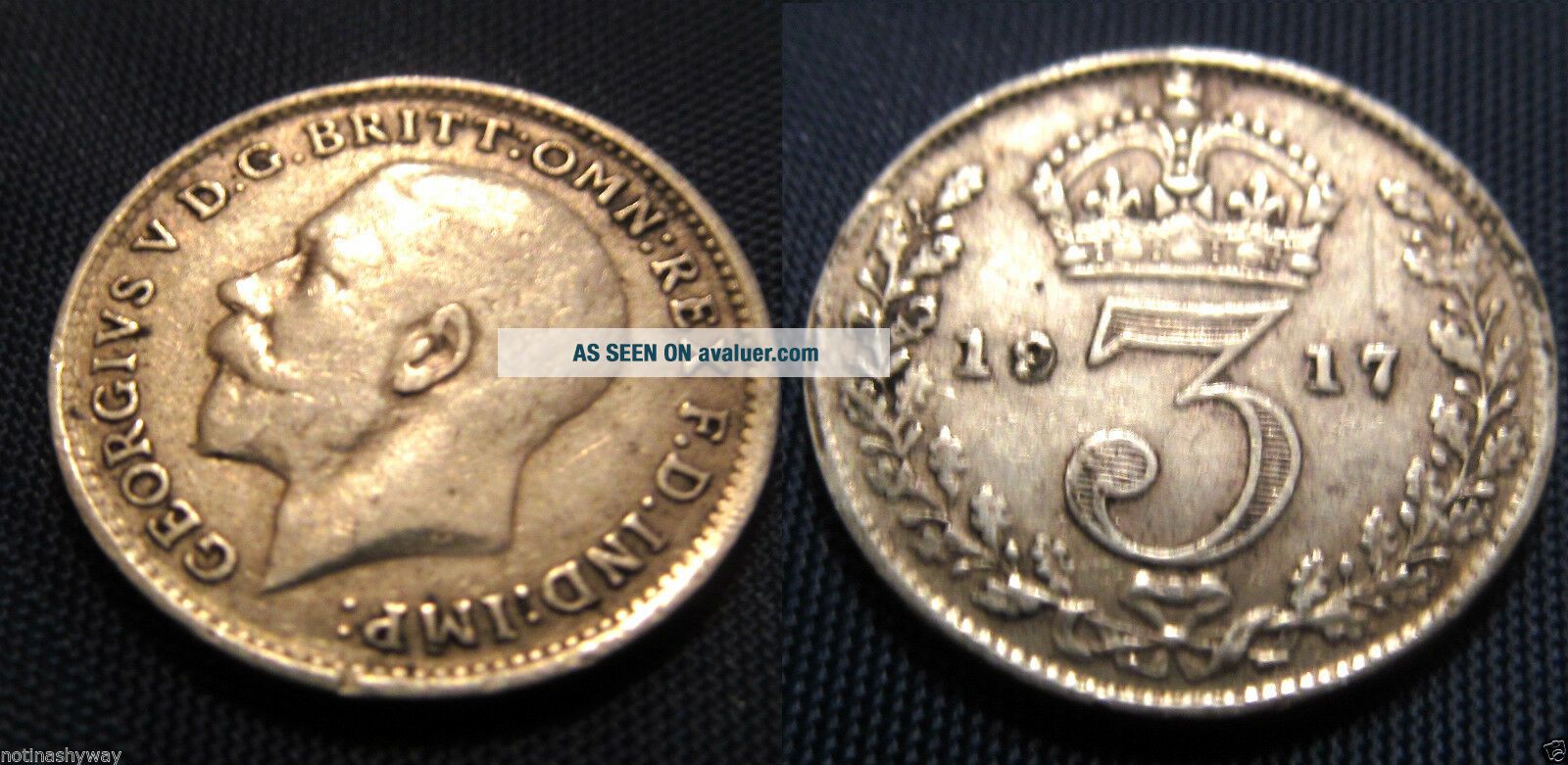 Solid SILVER Threepence 1917 Coin World War I London Antique Vintage ...