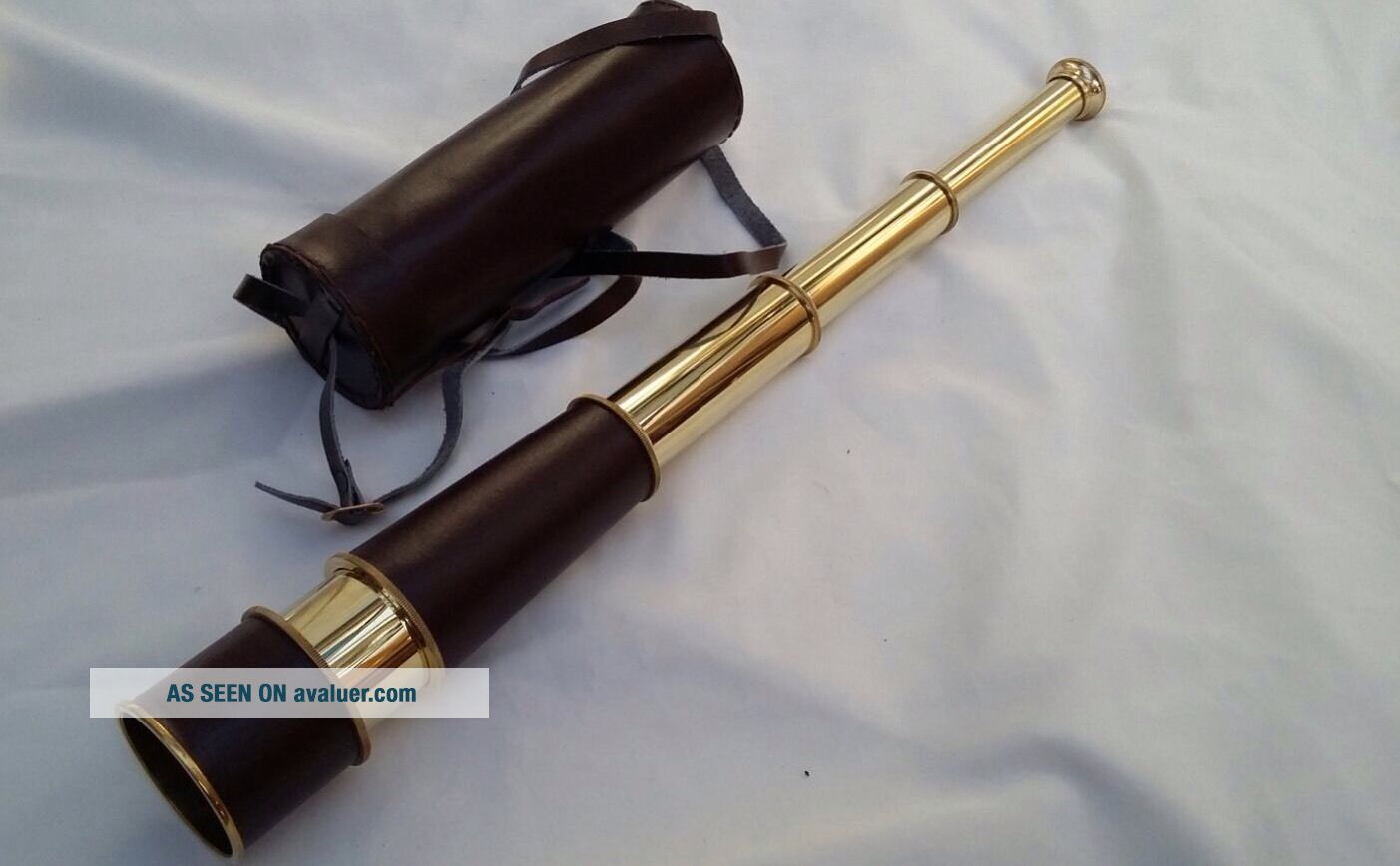 18 Inch Nautical Marine Spyglass Leather Sheathed Brass Telescope With ...
