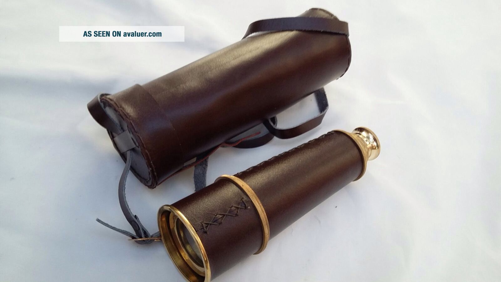 18 Inch Nautical Marine Spyglass Leather Sheathed Brass Telescope With ...