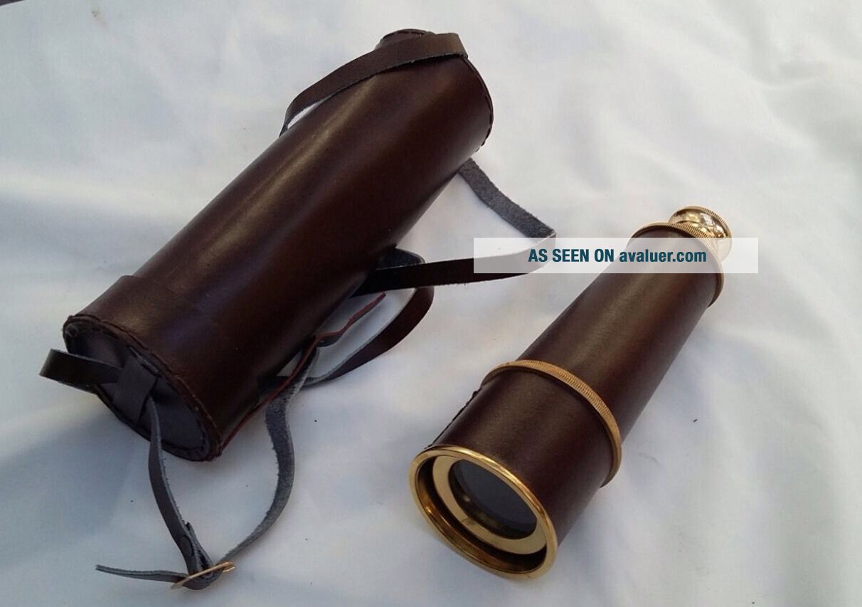 18 Inch Nautical Marine Spyglass Leather Sheathed Brass Telescope With ...