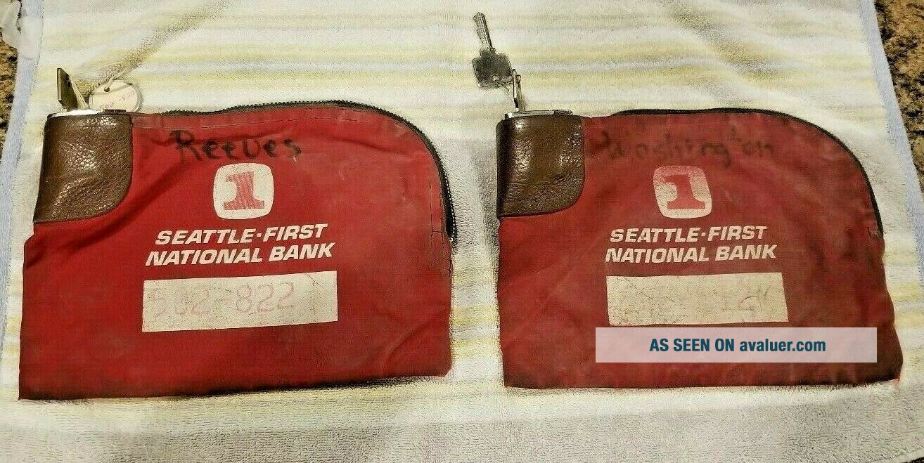 Vintage Seattle First National Bank Money Deposit Bags With Keys | #3861536