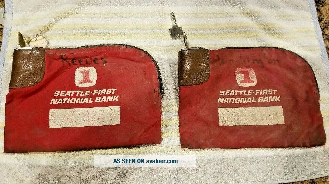 Vintage Seattle First National Bank Money Deposit Bags With Keys | #3861536