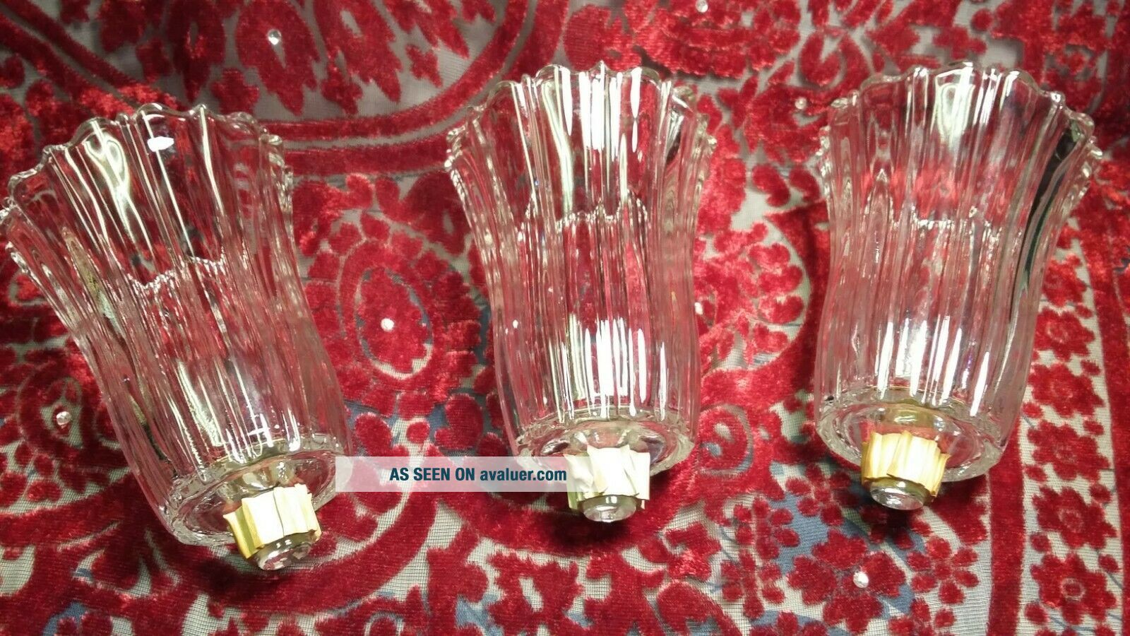 Three (3) Vintage Fluted Glass Votive Cup Candle Holders | #3876890