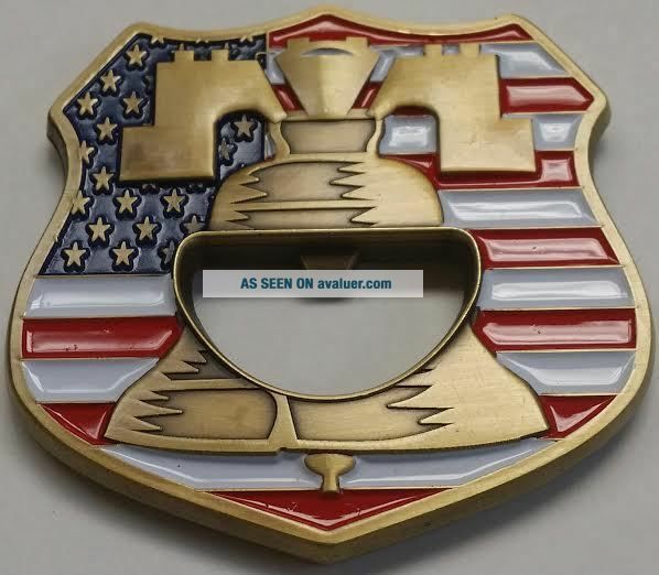 Philadelphia Police Dept PPD Shield Coin Bottle Opener Antique Brass ...