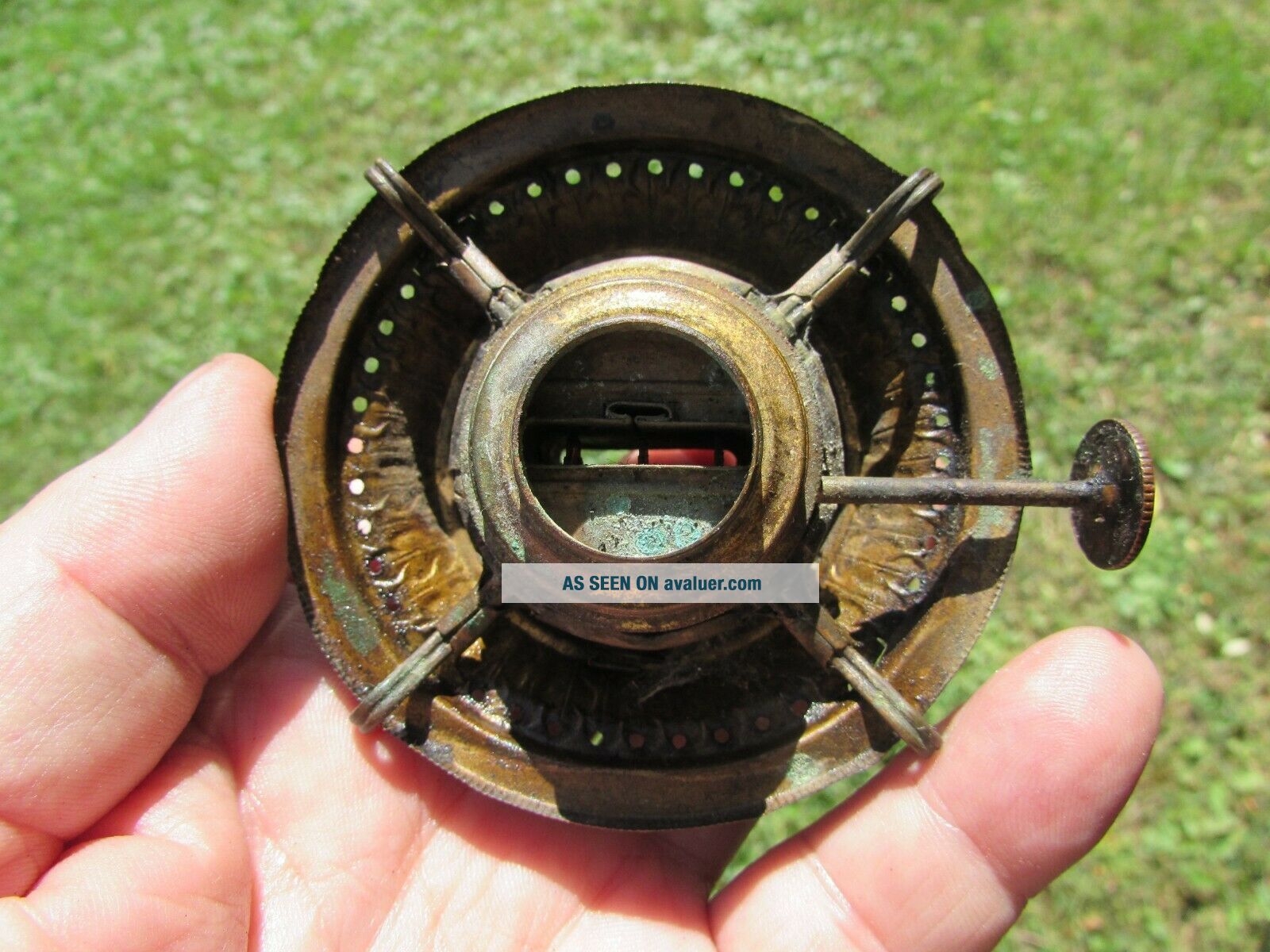 Kerosene Oil Lamp Burner P&A Dated 1883 Antique Brass | #3912826