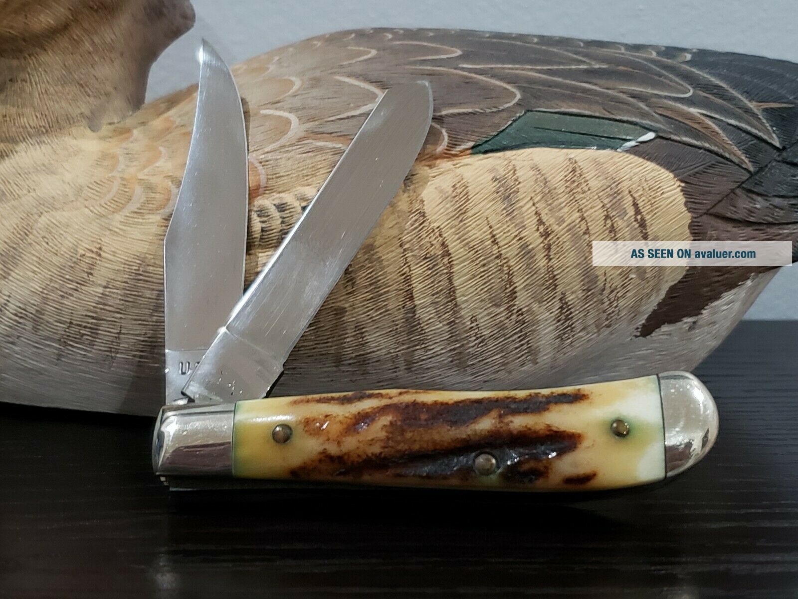 RARE VINTAGE SHOUSE HARDIN BATTLE AXE USA STAG MINI TRAPPER KNIFE ...