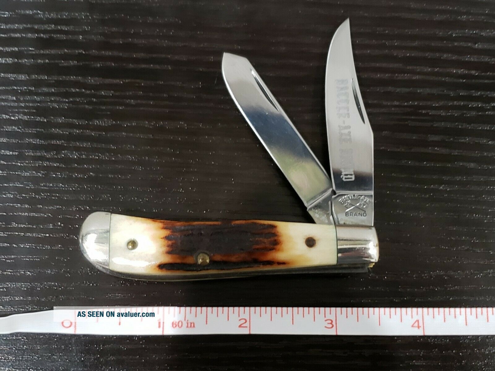 RARE VINTAGE SHOUSE HARDIN BATTLE AXE USA STAG MINI TRAPPER KNIFE ...