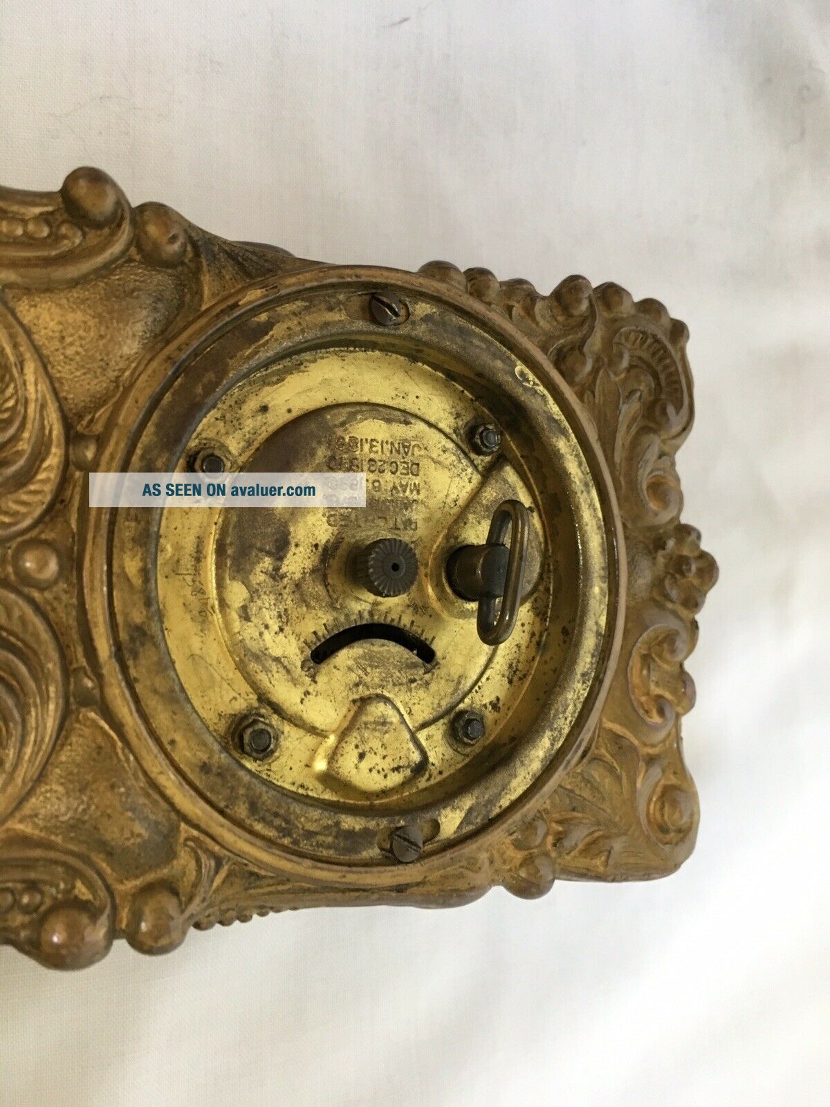 ANTIQUE WATERBURY CARRIAGE CLOCK PORCELAIN FACE BEVELED EDGE GLASS ...