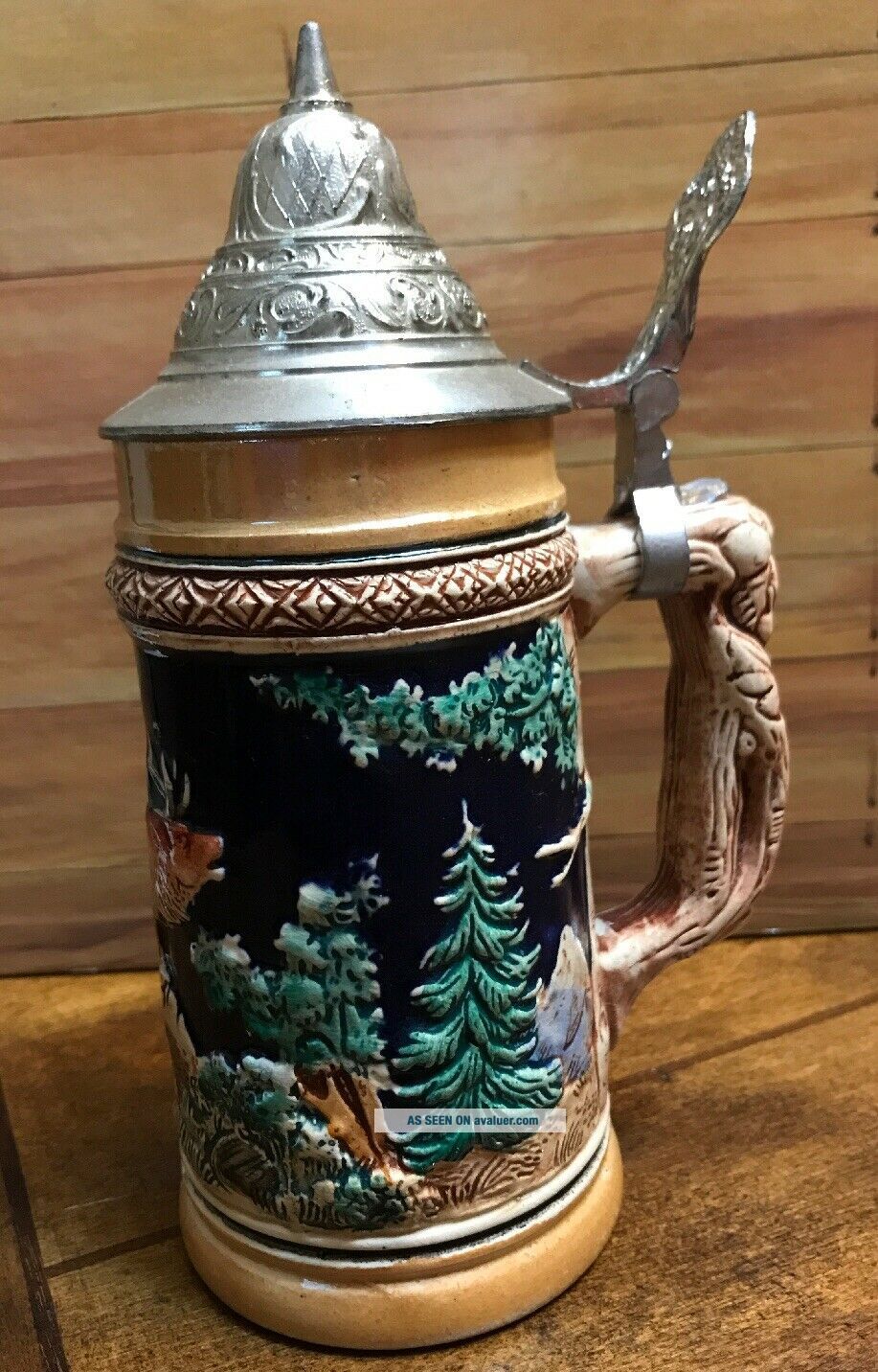 Antique Vintage German Beer Stein Pewter Lid Made Germany | #3925420
