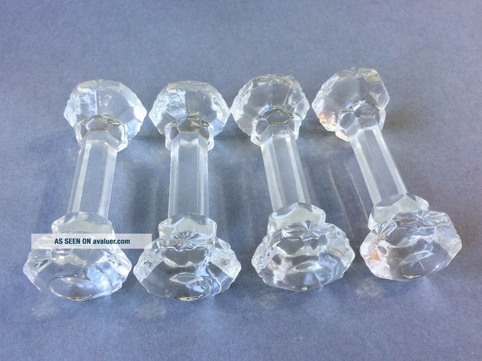 Set Of 4 Antique EAPG Pressed Glass Door Knob Shaped Knife Rests Circa ...