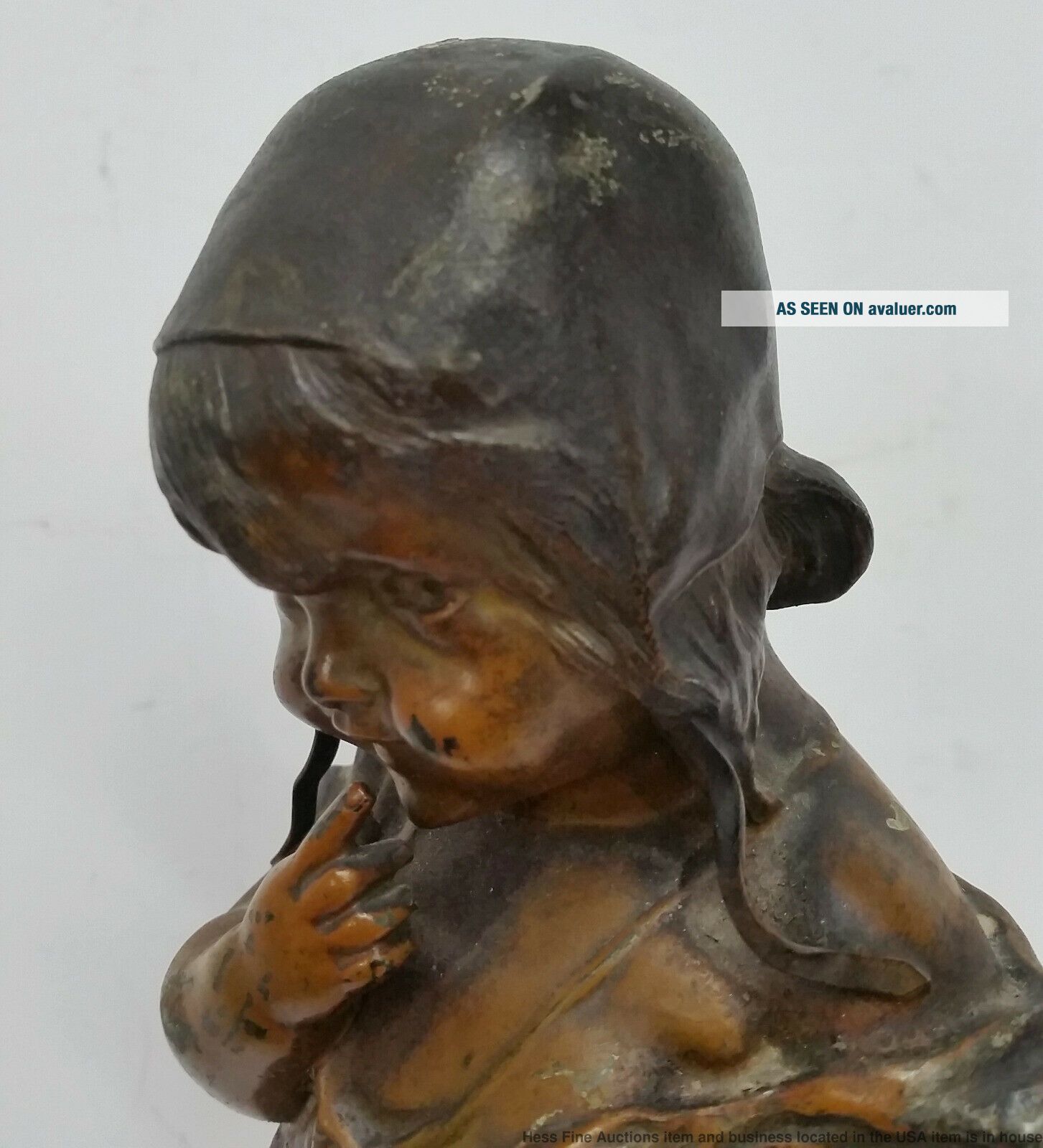 Antique Dutch Girl Patinated Bronzed Spelter Child Statue Sculpture ...