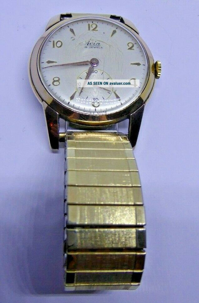 Gent ' S Vintage AVIA 15 Jewels Gold Plated Hand Winding Mechanical ...