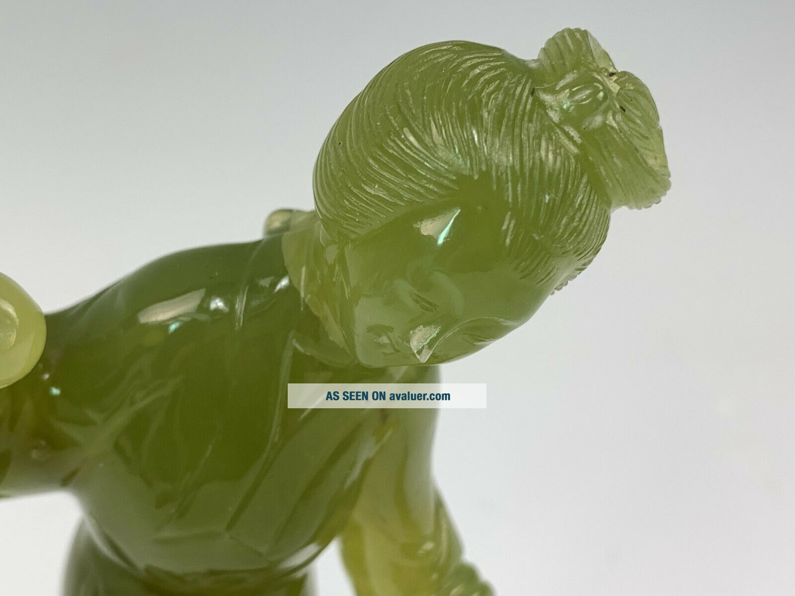 Antique Chinese Carved Jade Woman Figure On Stand | #3988817