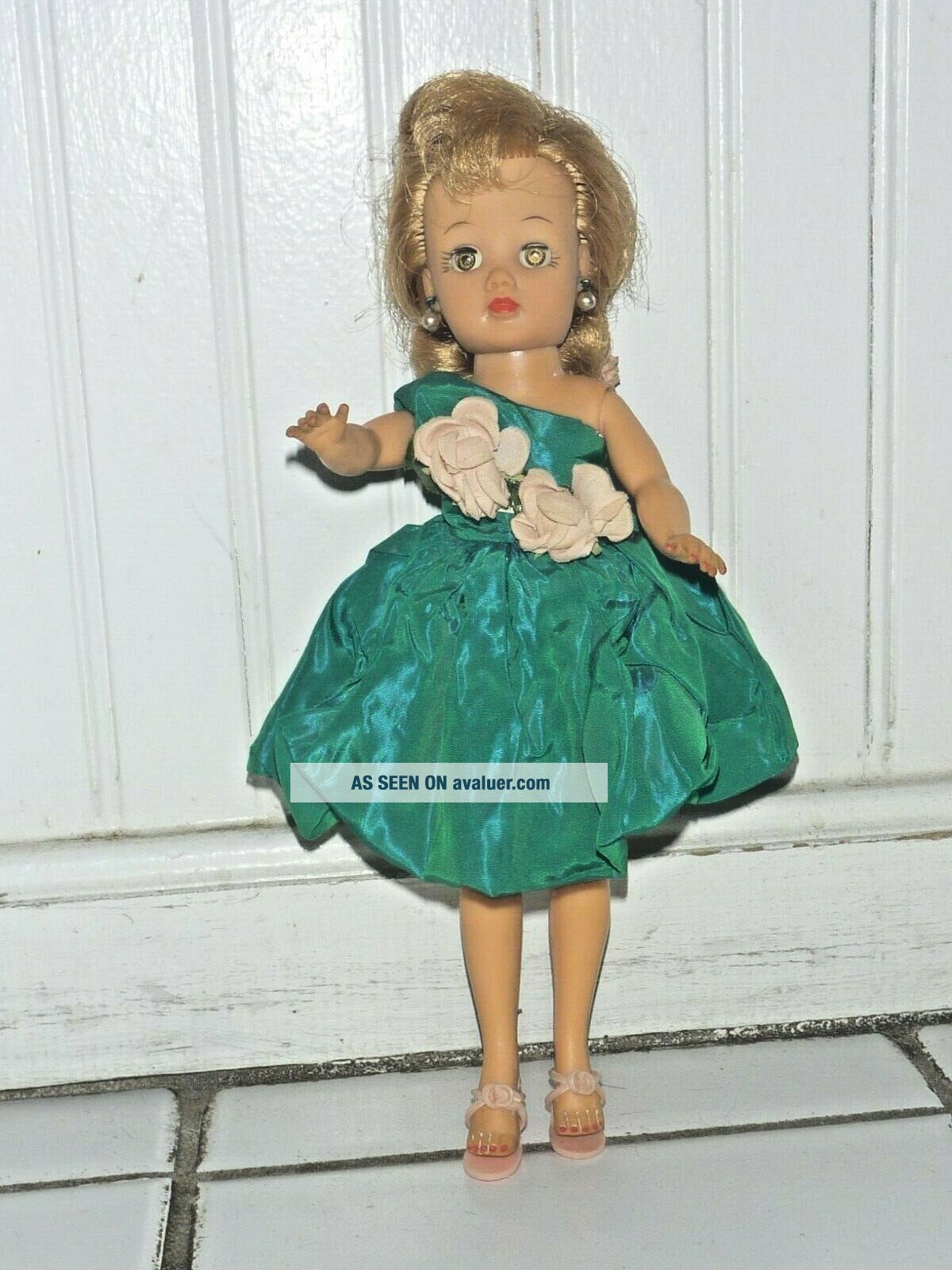 Vintage Little Miss Revlon Doll In Green Taffeta Balloon Dress - Honey ...