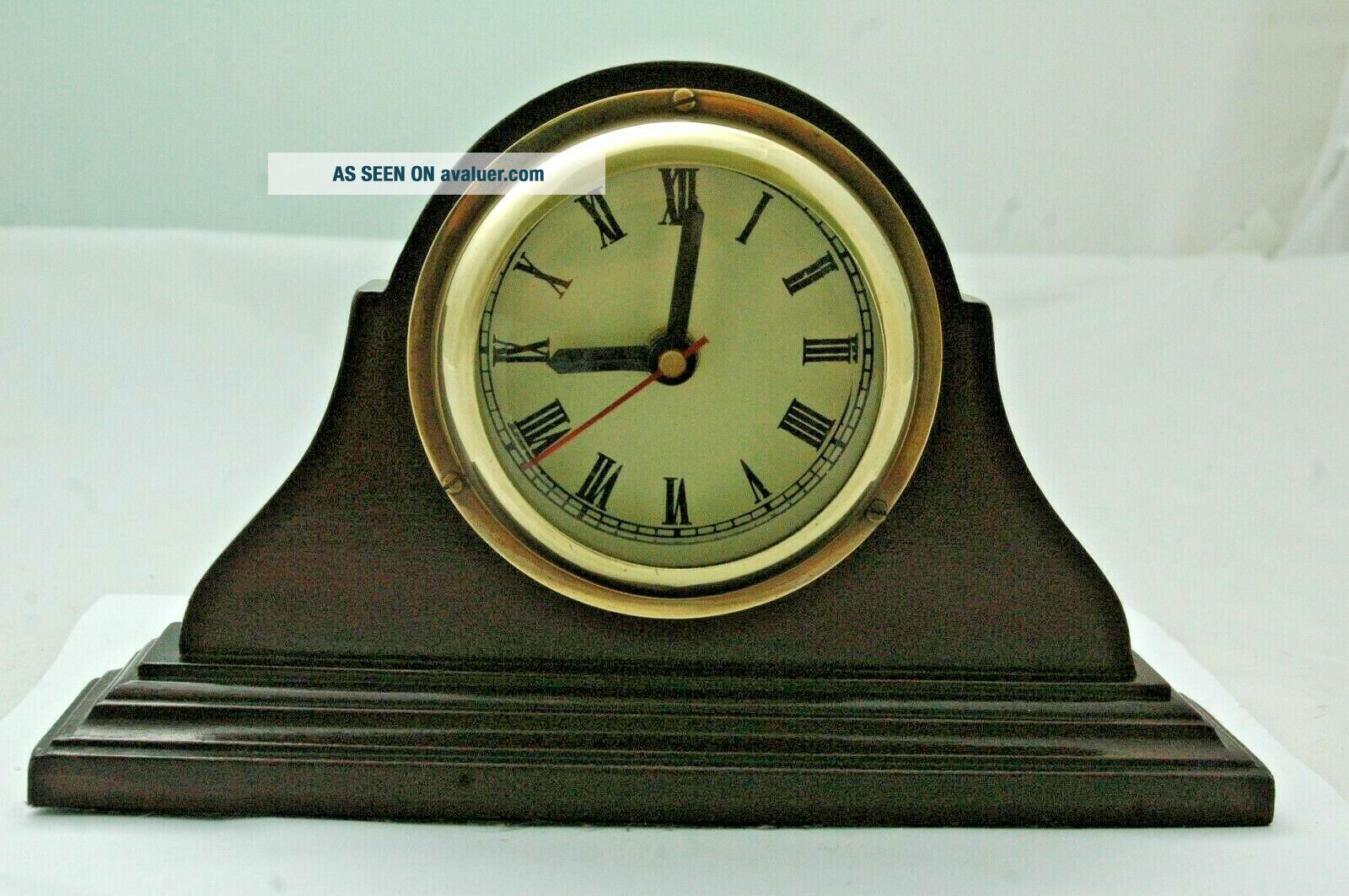 SMALL VINTAGE WOOD CASE MANTLE CLOCK WITH BRASS/BEVELLED GLASS FACE ...