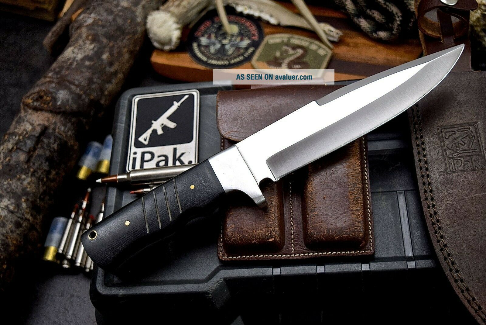 CFK IPAK Handmade D2 Custom Black Utility Tactical Hunting Bowie Blade ...