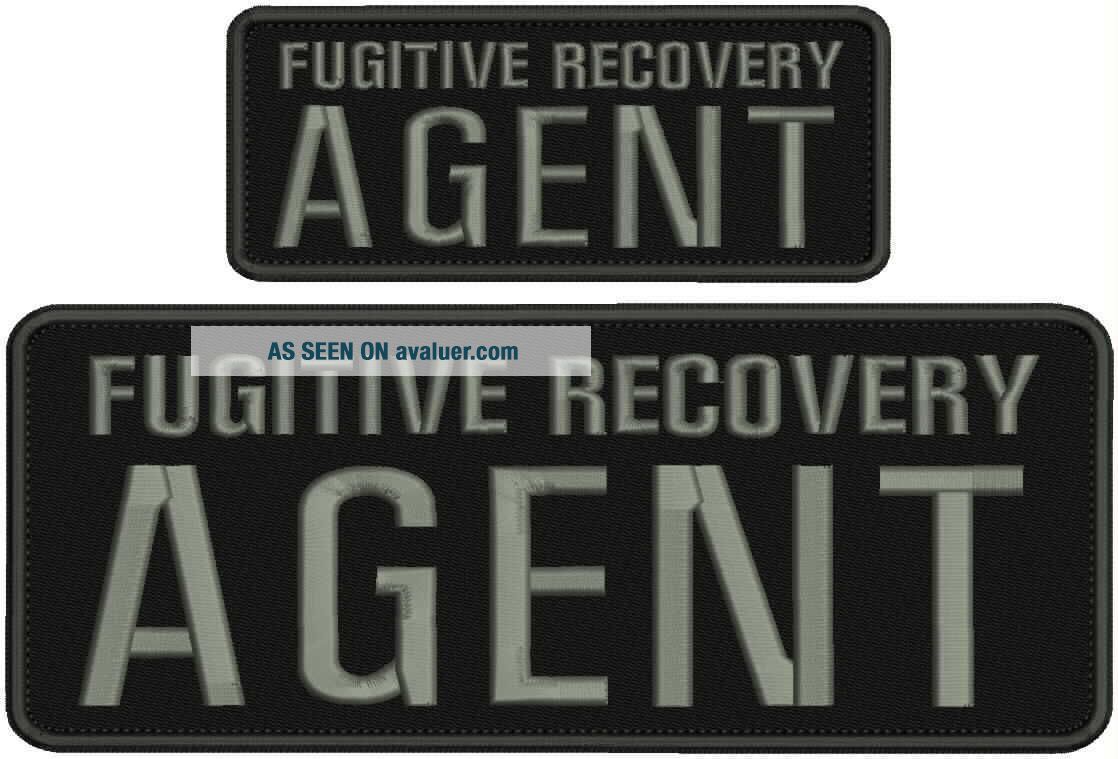 Fugitive Recovery Agent Embroidery Patches 4x10 And 2. 5x6 Hook Letters ...