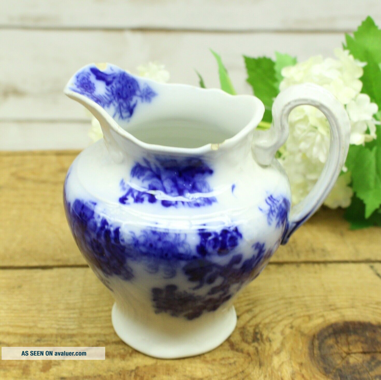 Antique Wharf Pottery Lancaster England Flow Blue Creamer Pitcher ...