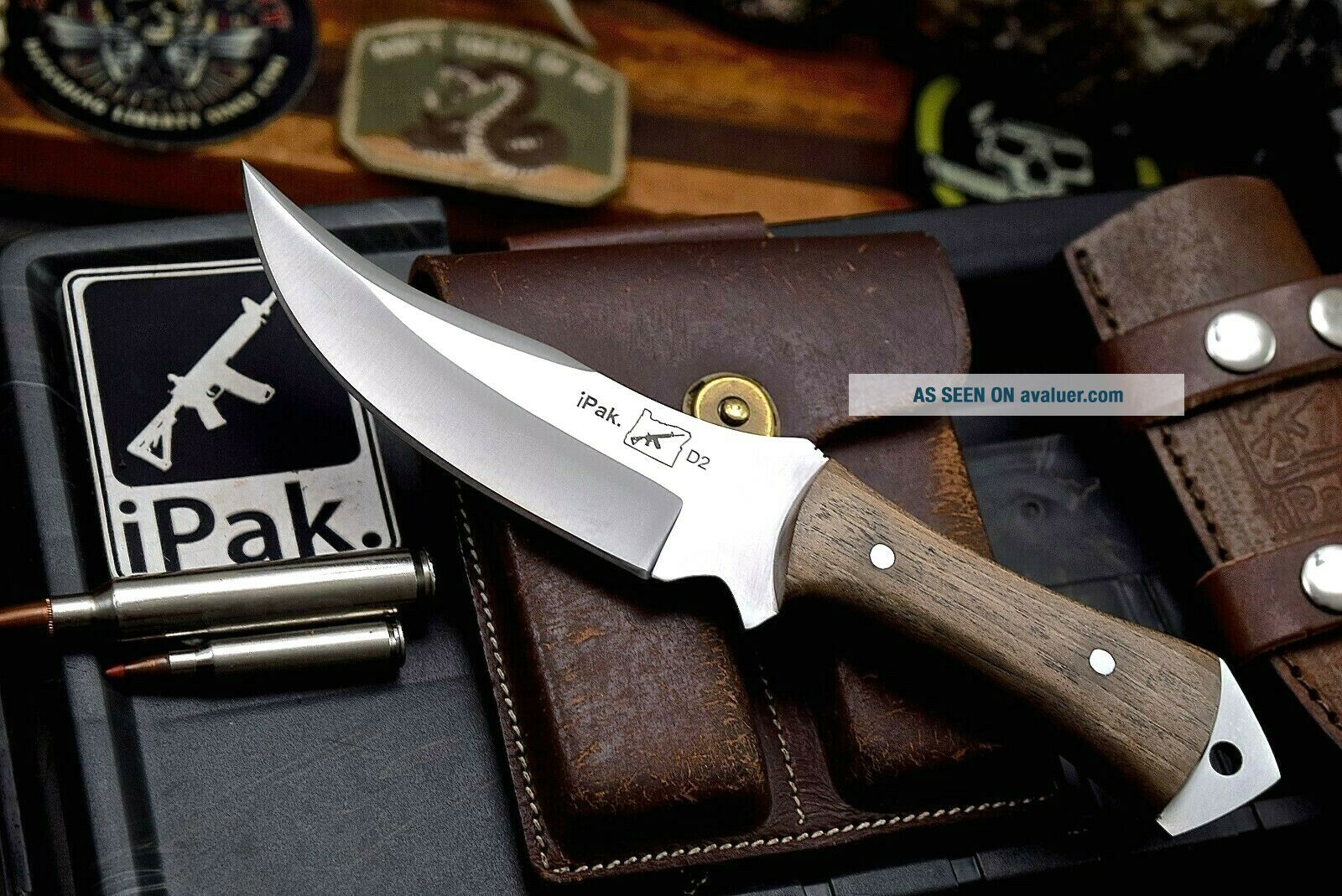 CFK IPAK Handmade D2 Custom Ash Wood Tactical Hybrid Hunter Skinning ...