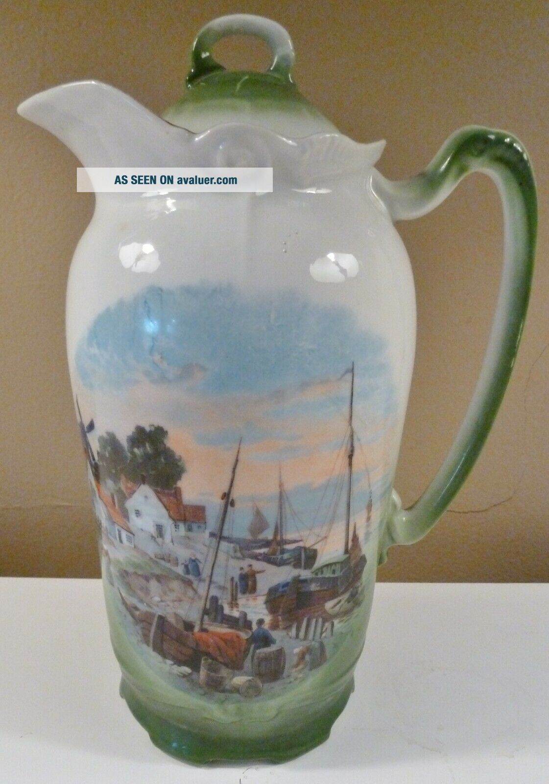 Vintage German Three Crown China Chocolate Pot 18th Century Harbor ...