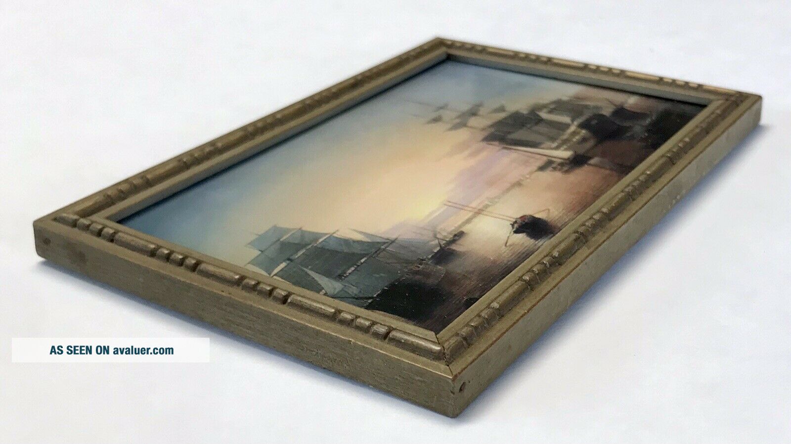 Vintage Small Print Fitz Hugh Lane Boston Harbor Wood Frame Ship ...
