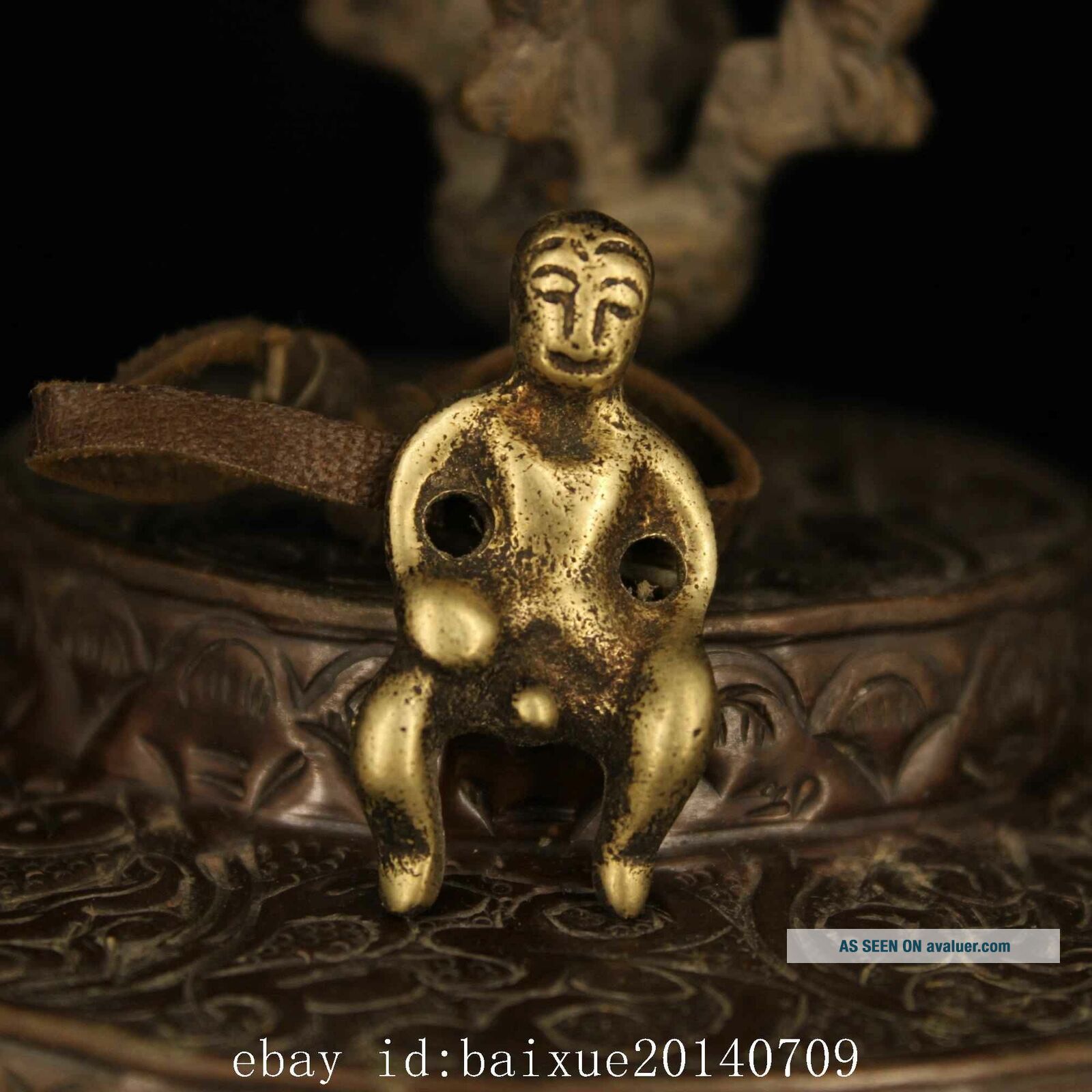 Collect Old China Pure Copper Hand Carved Man Statue Pendant A02A ...