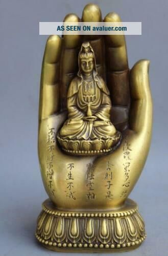 Chinese Tibetan Buddhism Brass. Goddess Guanyin On Hand Bronze Statues ...