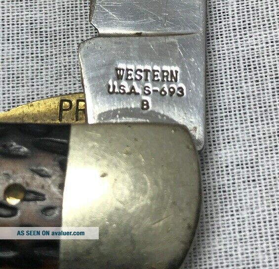 VINTAGE ' 80 WESTERN USA S - 693 BIG TRAPPER FOLDING HUNTER KNIFE OLD ...