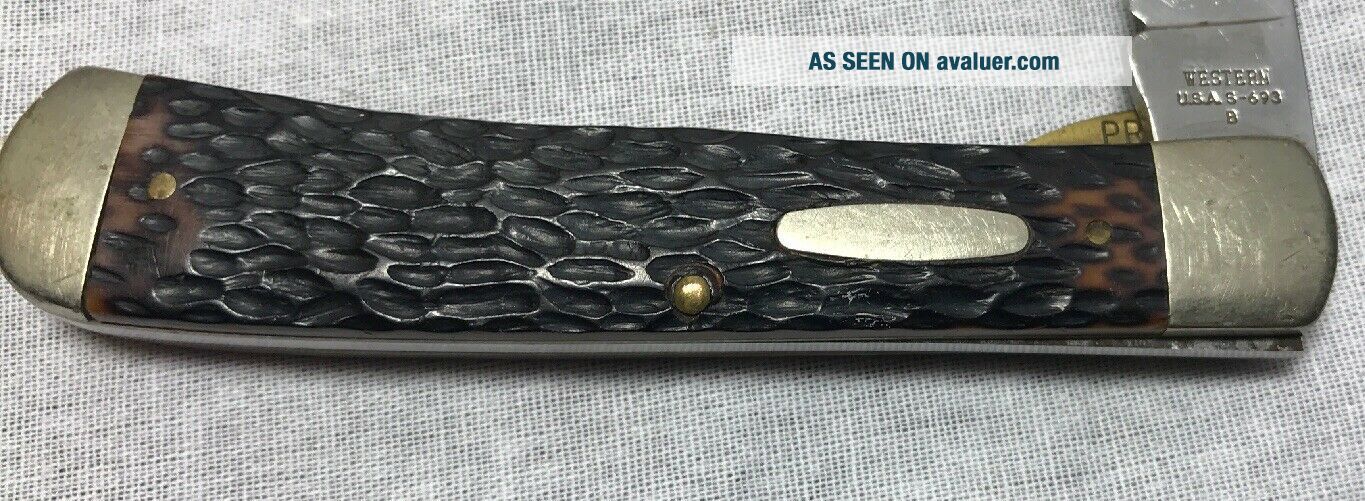 VINTAGE ' 80 WESTERN USA S - 693 BIG TRAPPER FOLDING HUNTER KNIFE OLD ...