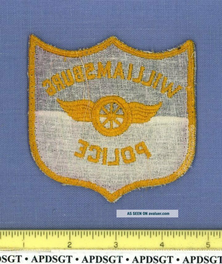 WILLIAMSBURG (Old Vintage) VIRGINIA Police Patch CHEESECLOTH WINGED ...