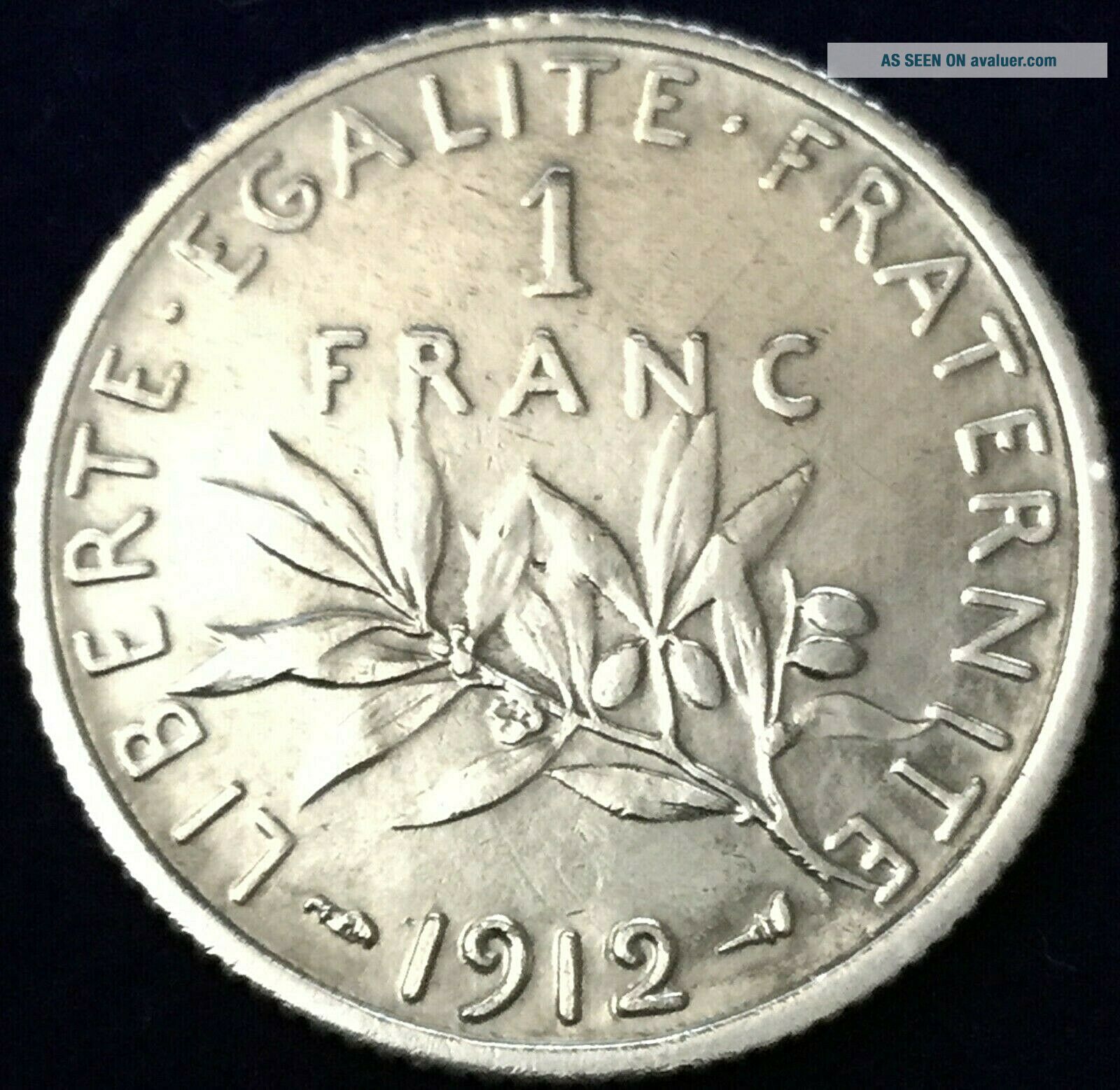 Antique 1912 Silver French 1 Franc Coin XF | #4002653