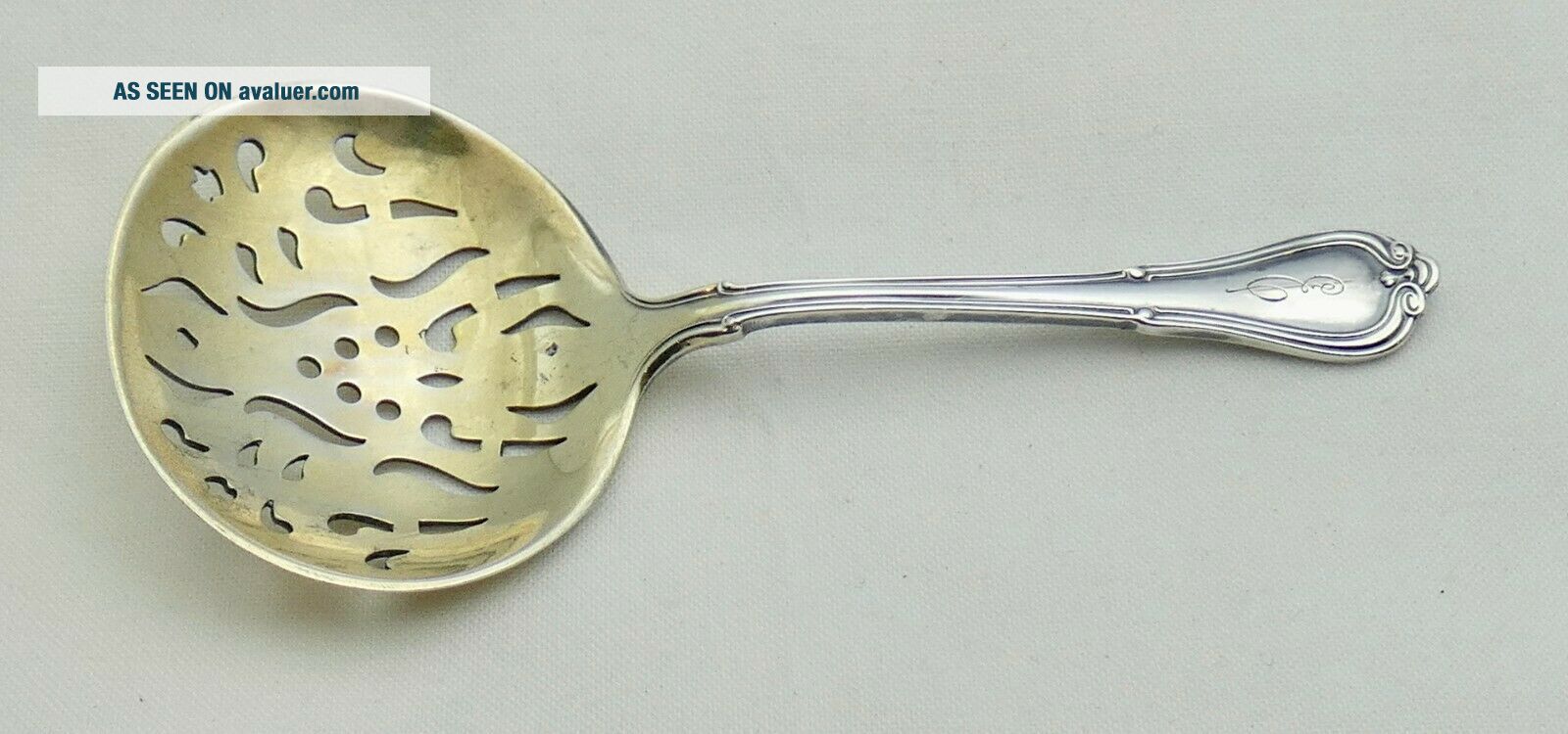 Gorham Sterling Silver Bon Bon Spoon 1904 Norfolk/Villa Pattern Gold ...