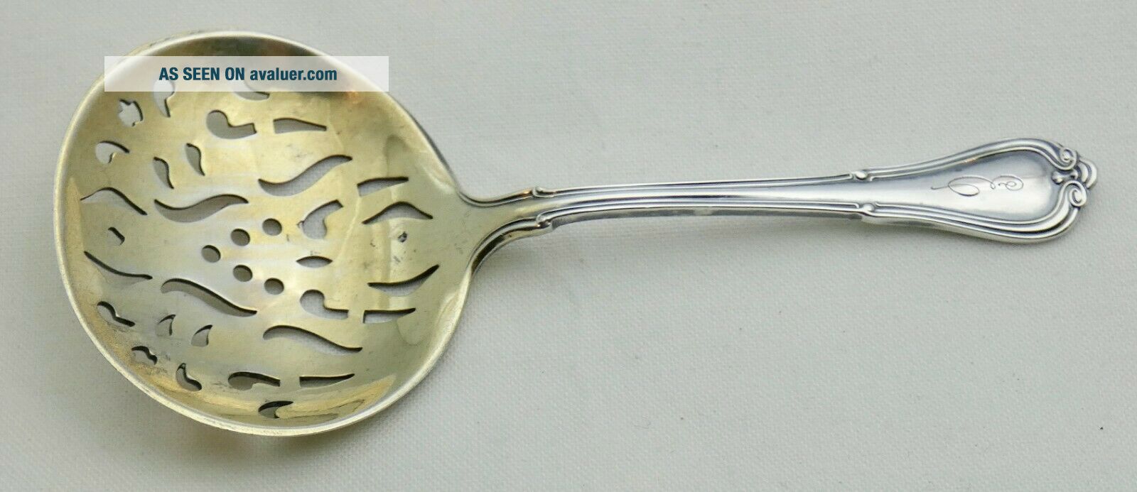 Gorham Sterling Silver Bon Bon Spoon 1904 Norfolk/Villa Pattern Gold ...
