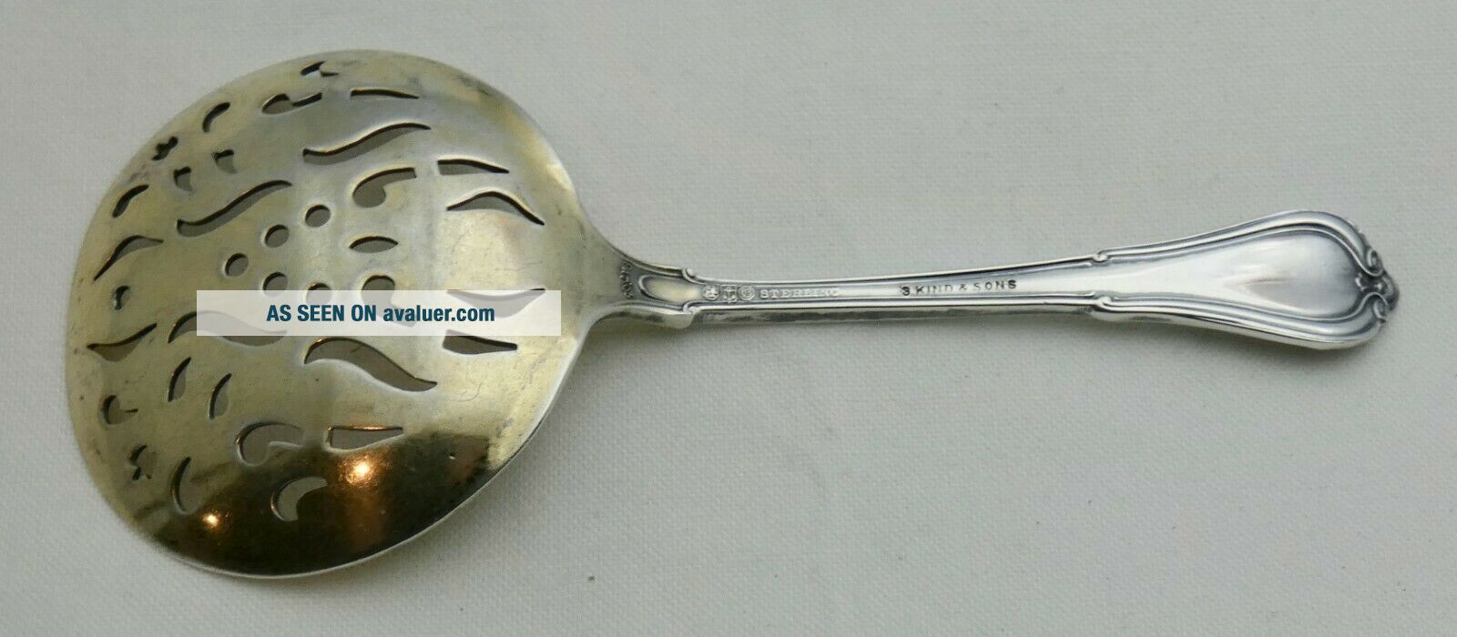 Gorham Sterling Silver Bon Bon Spoon 1904 Norfolk/Villa Pattern Gold ...