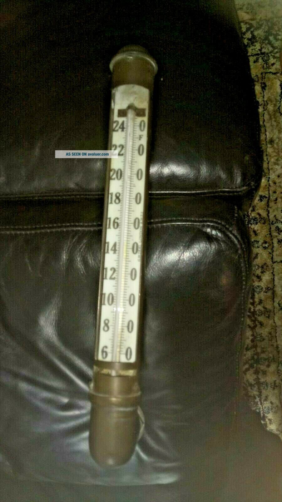 14 " Vintage Brass Temperature Gauge, G H Zeal Of London | #4037947