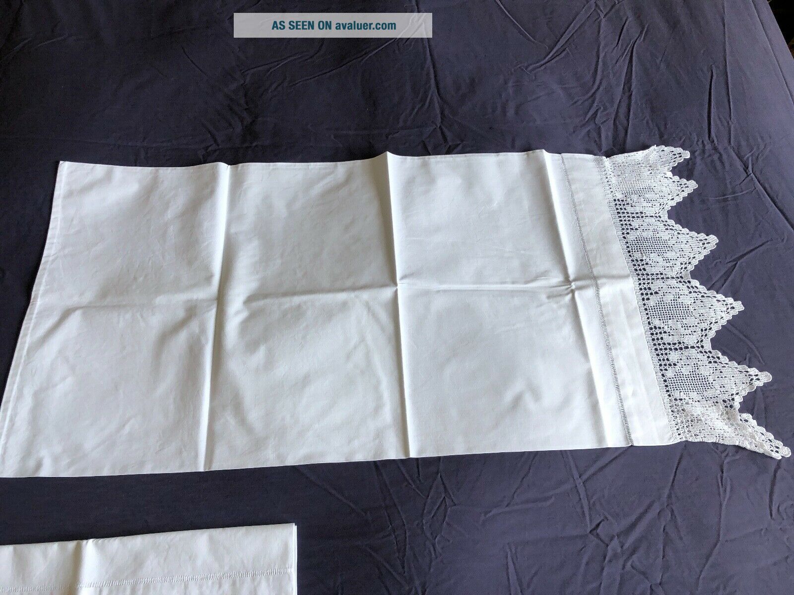 Pair Vintage White Cotton Housewife Style Pillow Cases Hand Crochet ...