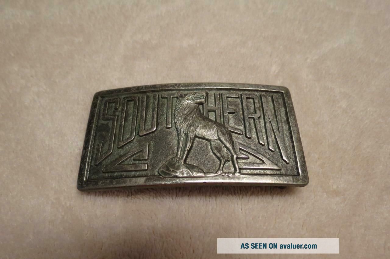 Vintage Cast Brass Southern Belt Buckle With Standing Wolf | #4031625