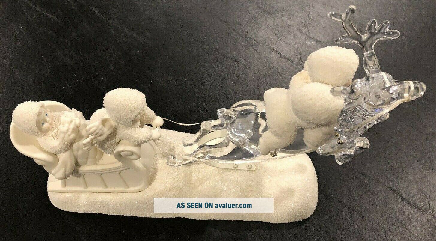 Dept 56 Snowbabies " Up Into The Stars " Sleigh Reindeer Flying ...