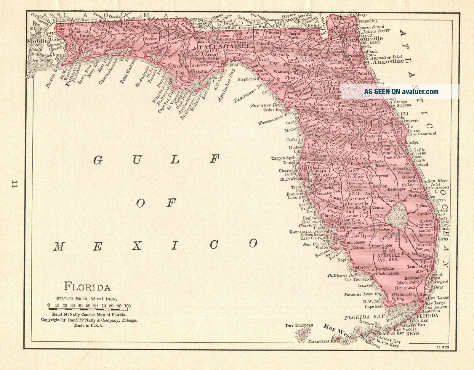 Antique MAP Of FLORIDA 1925 Florida State Map Map Smap 6950 | #4074580