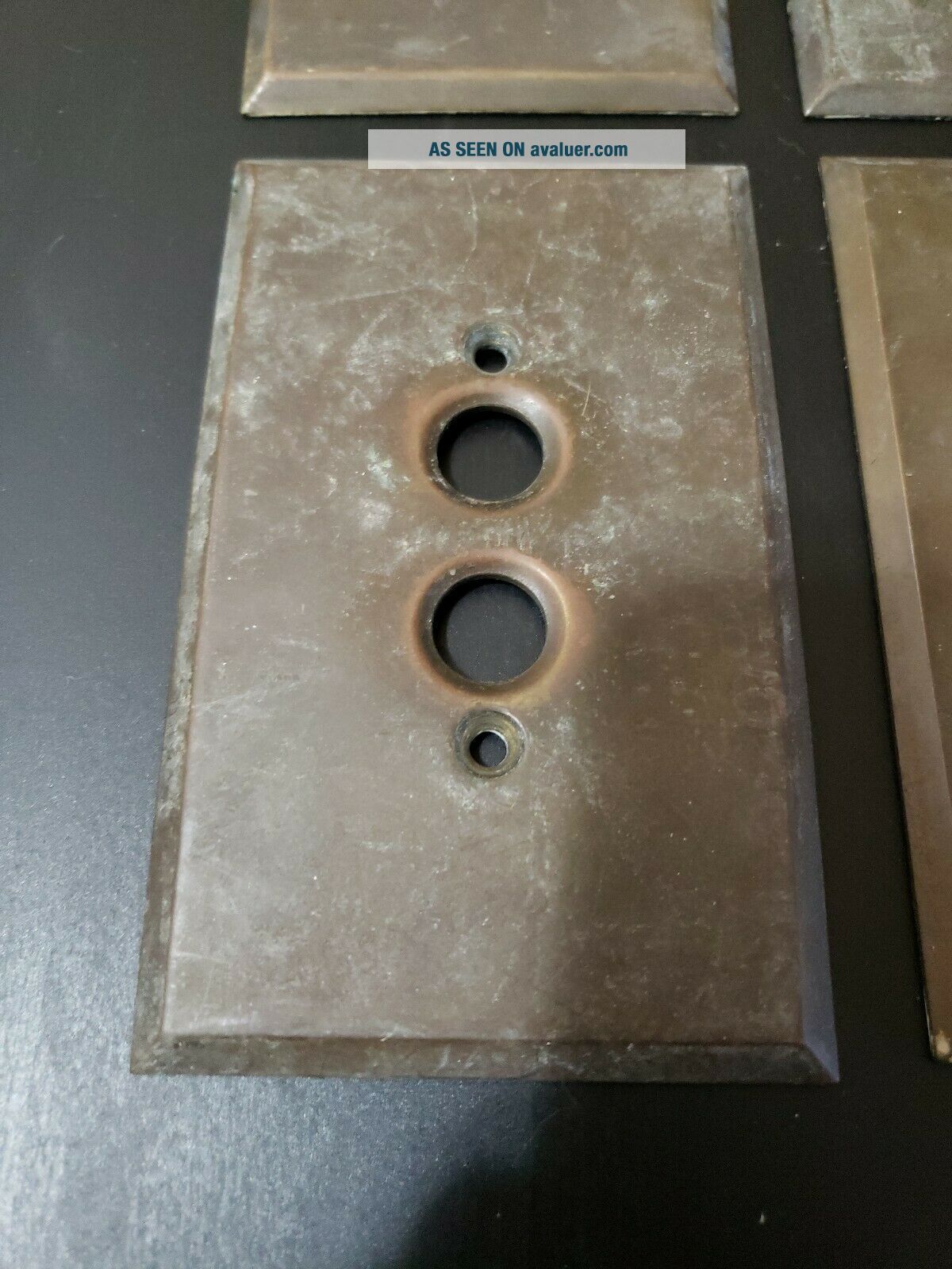 4 Vintage Brass Push Button Light Switch Plate Covers | #4066908