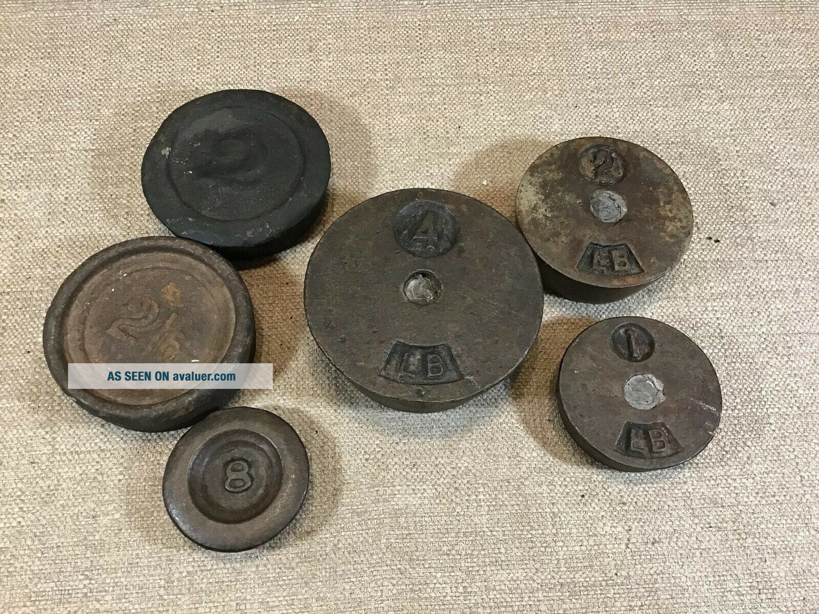 Vintage Set 6 Cast Iron Scale Balancing Weights Stacking House Decor ...
