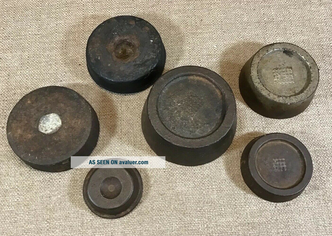 Vintage Set 6 Cast Iron Scale Balancing Weights Stacking House Decor ...