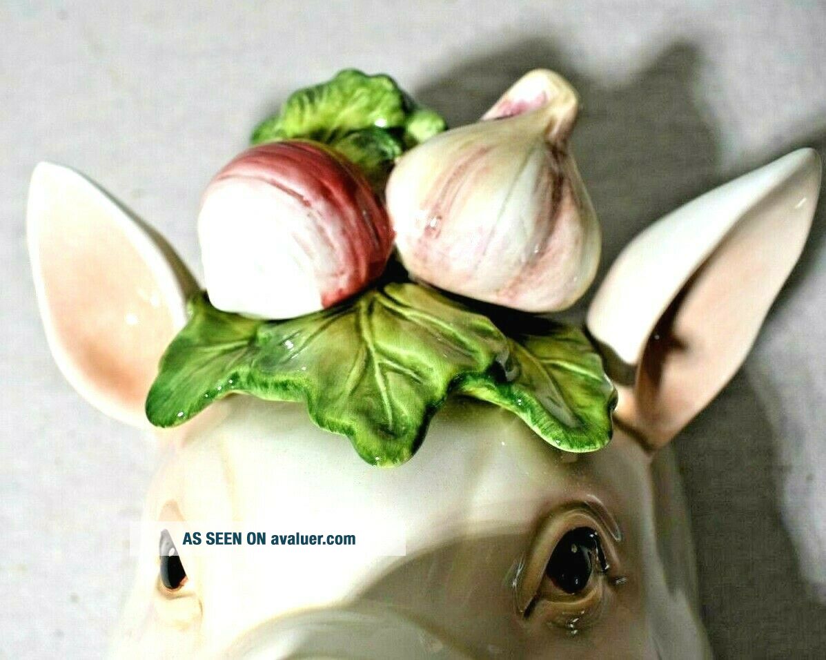Fitz & Floyd French Market Pig Head Ceramic Wall Pocket Vase Planter ...