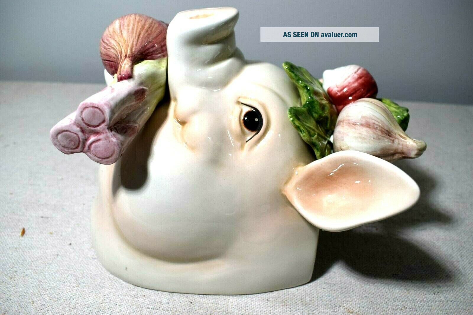 Fitz & Floyd French Market Pig Head Ceramic Wall Pocket Vase Planter ...